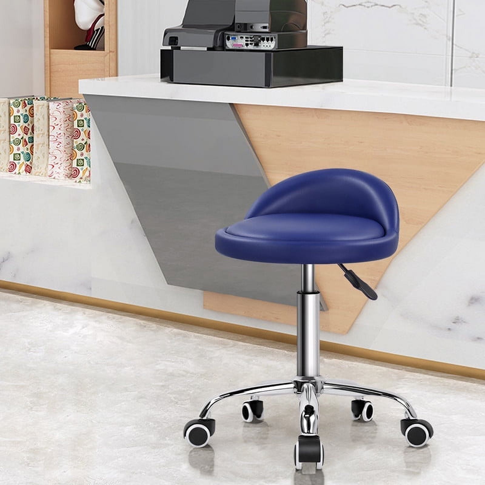 KKTONER Swivel Stools with Low Back Round Rolling Stools Blue Stool ...