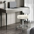 KKTONER White PU Leather Rolling Stool with Mid Back Modern Adjustable ...