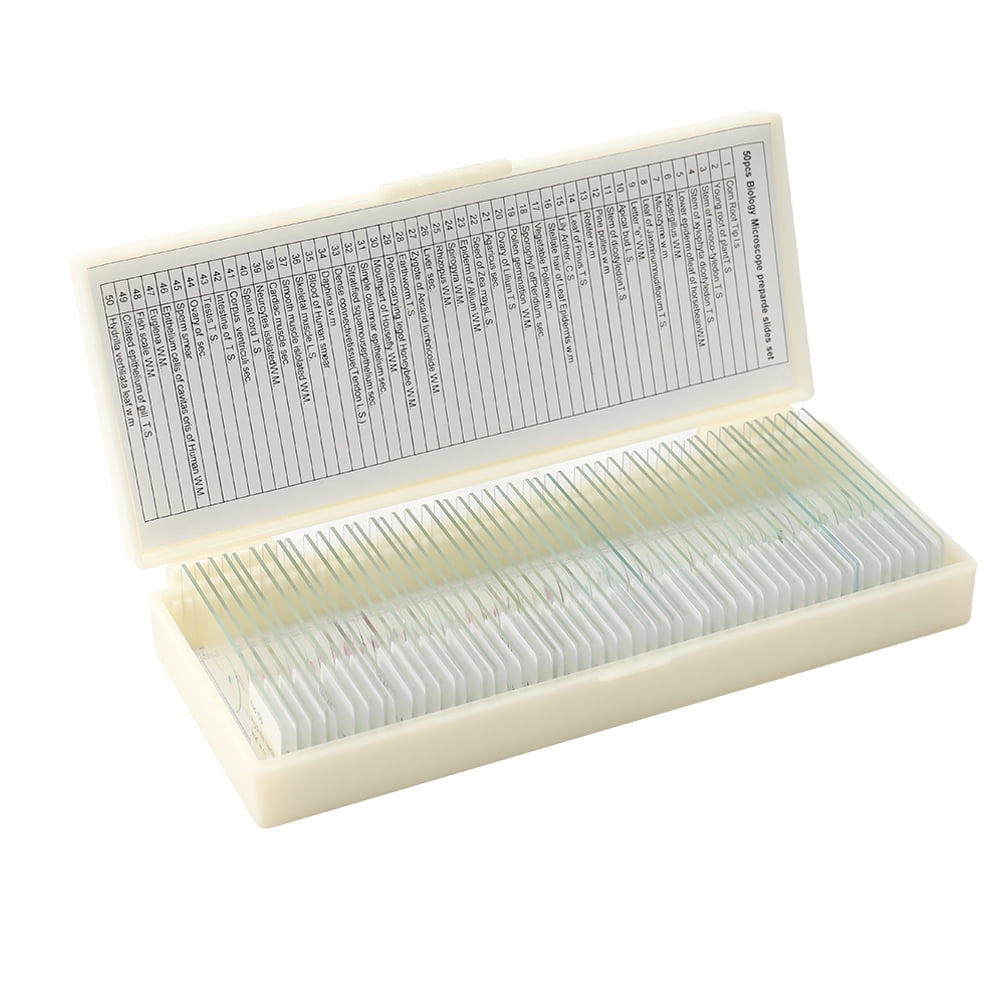 KKmoon 50PCS/Set Biological Glass Sample Prepared Basic Animal Plants ...