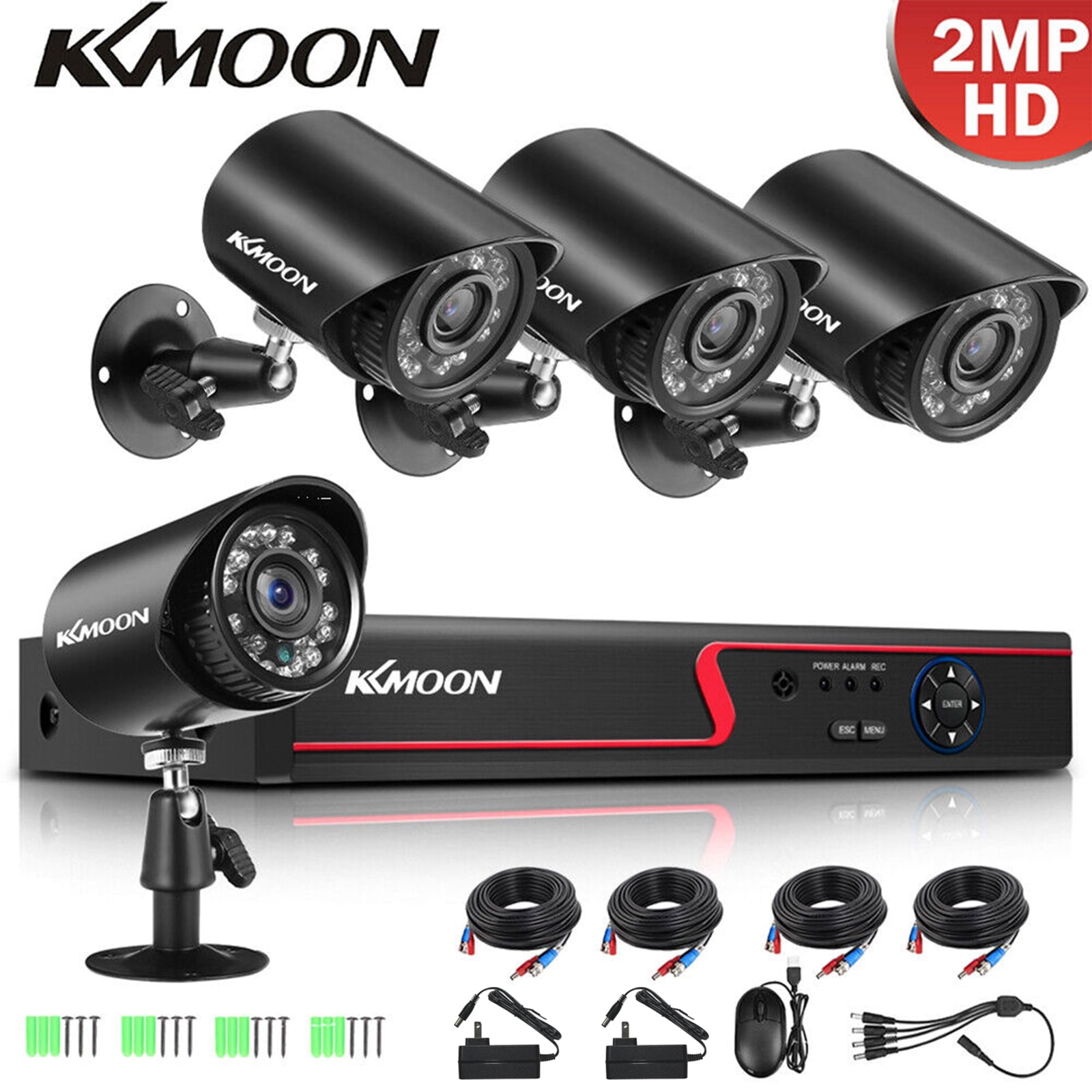 KKmoon DVR Video Recorder & 4 Cameras Set Recording System 4CH 1080P ...