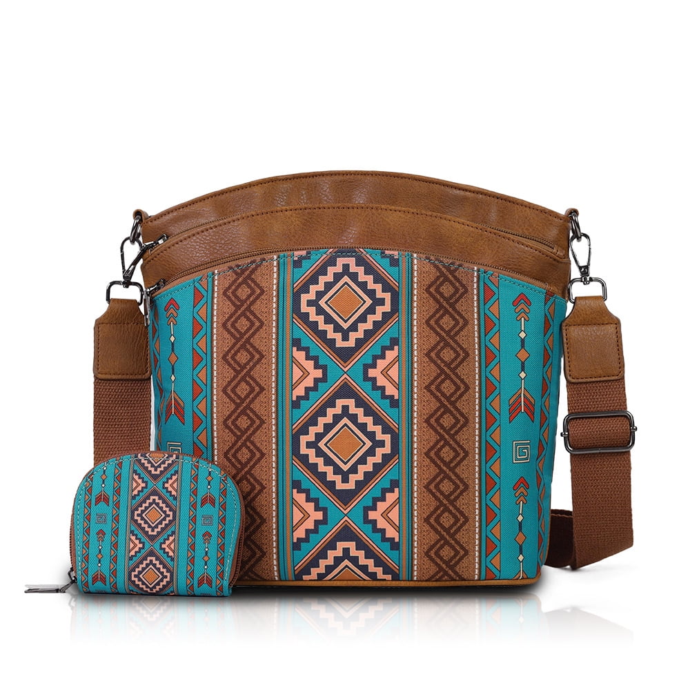 KL928 Boho Crossbody Bag, PU Leather Boho Southwestern Purse with Coin ...