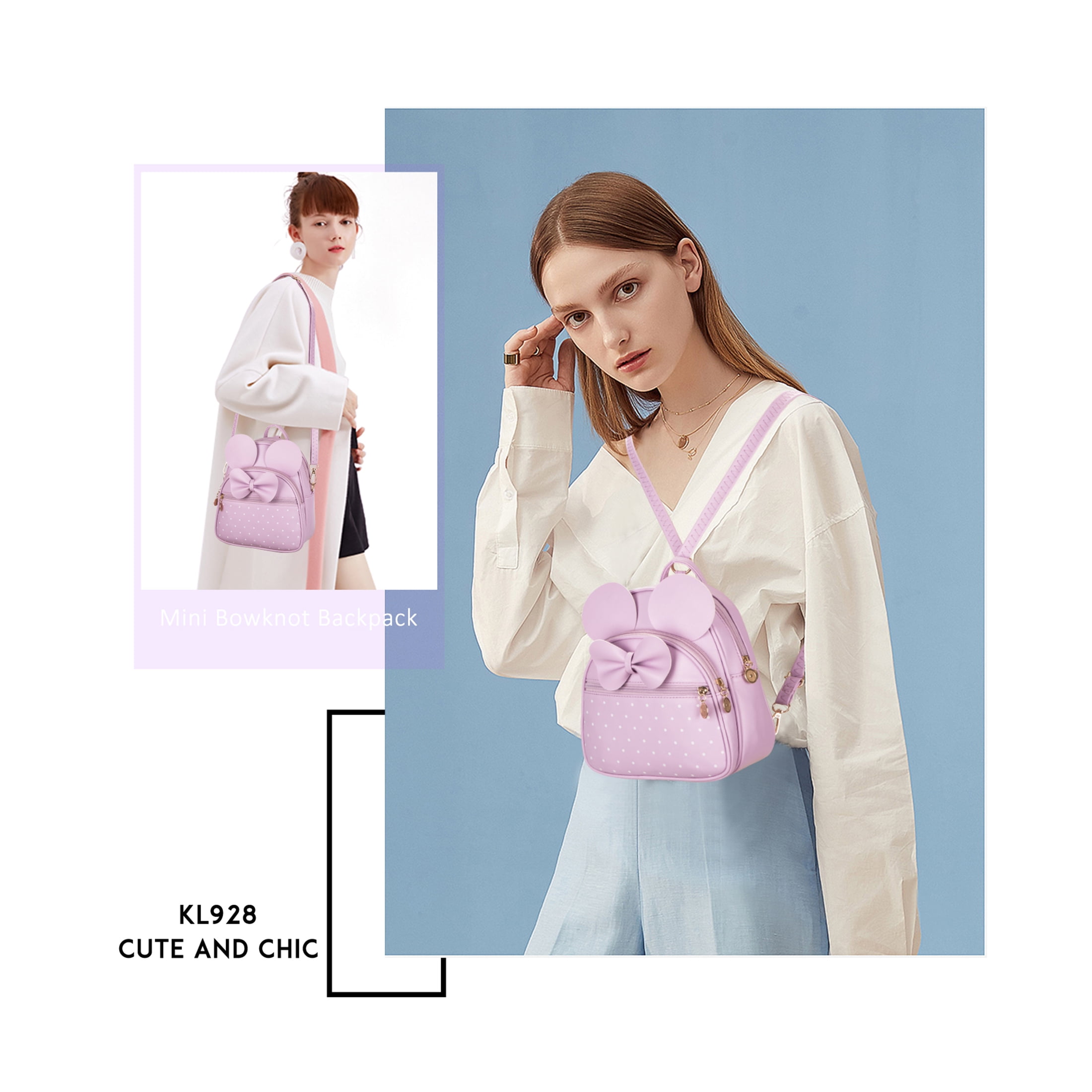 KL928 Girls Mini Leather Backpack Purse Women's Mini Quilted Zipped ...