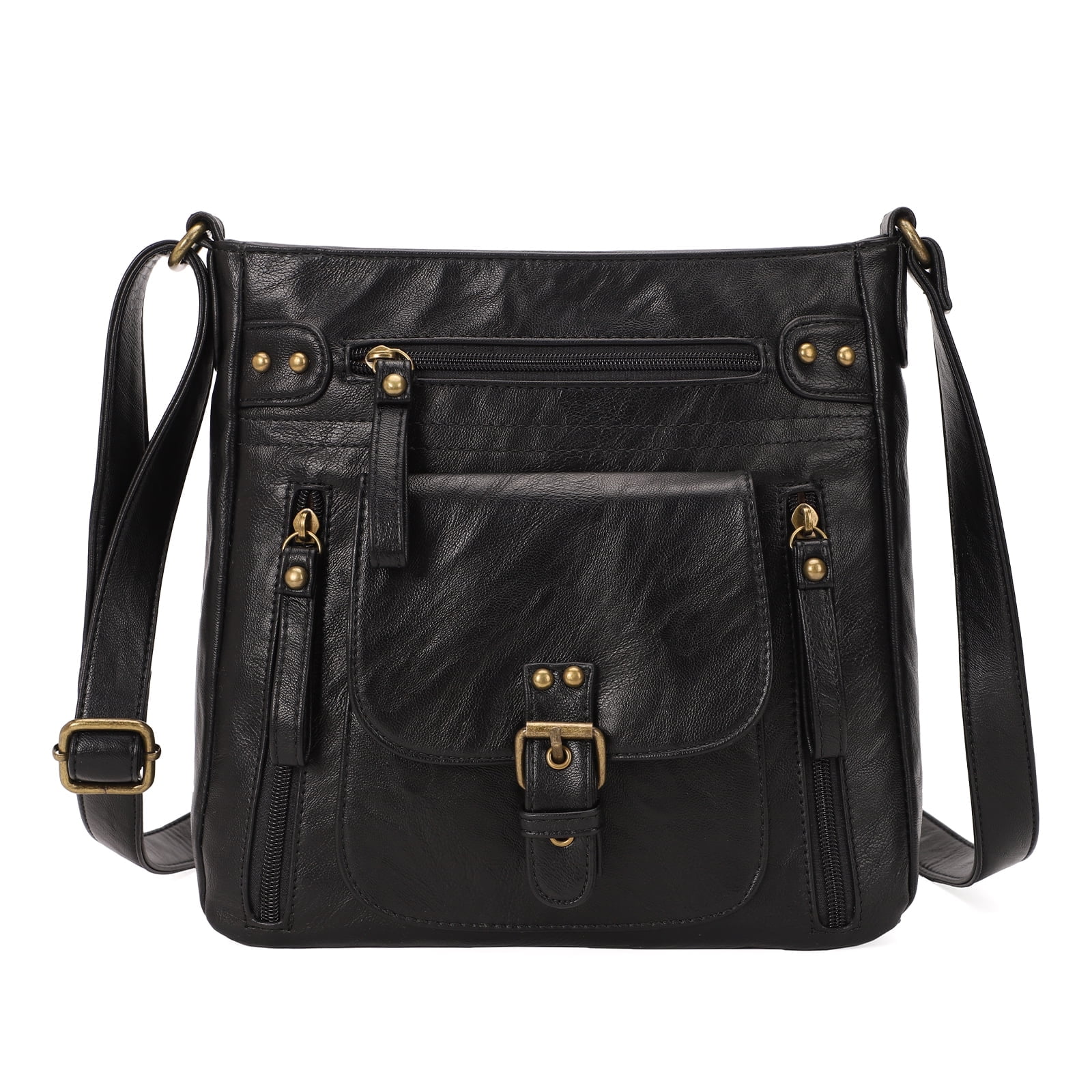 KL928 Leather Crossbody Bag with Adjustable Strap Multi-Pockets ...