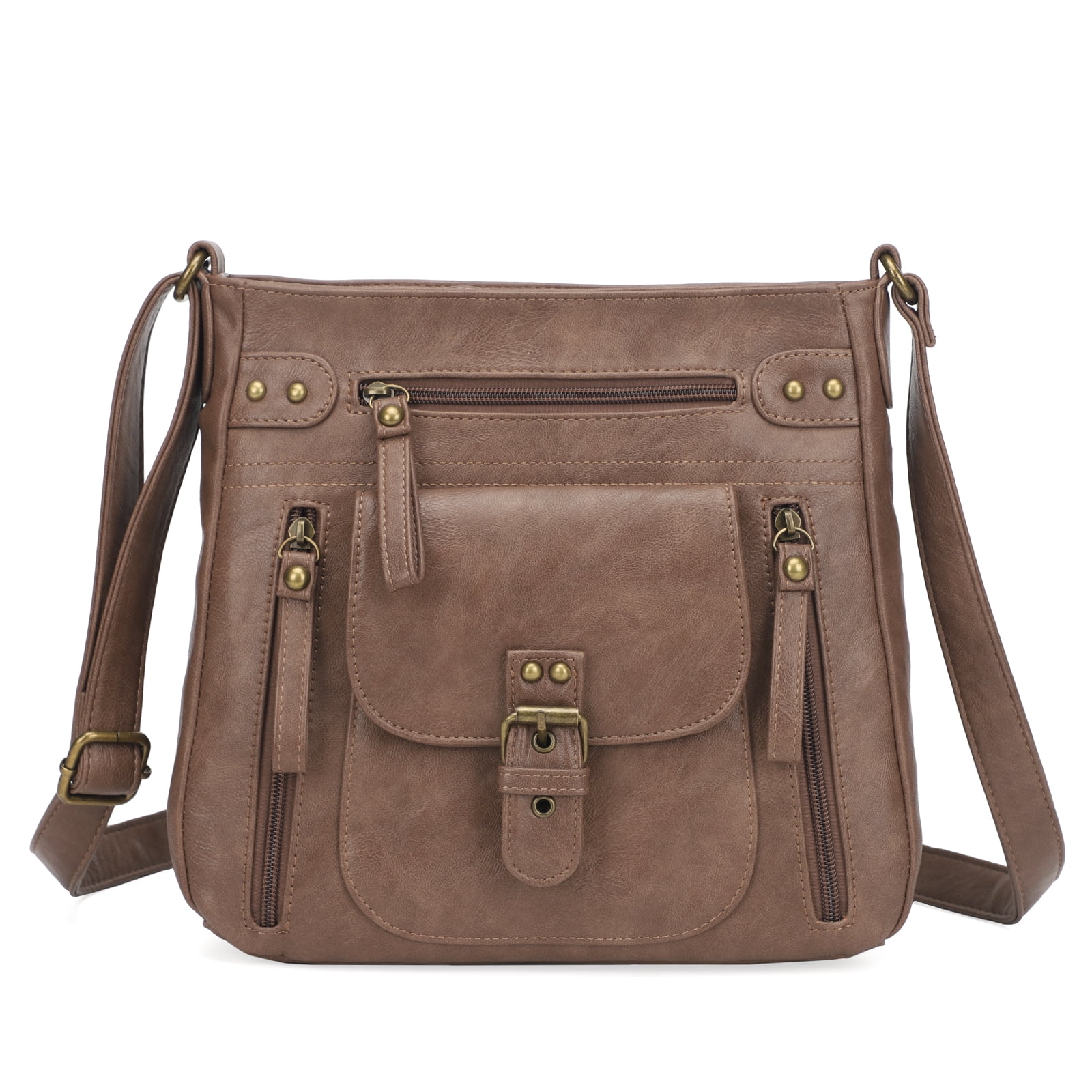 KL928 Leather Crossbody Bag with Adjustable Strap Multi-Pockets ...