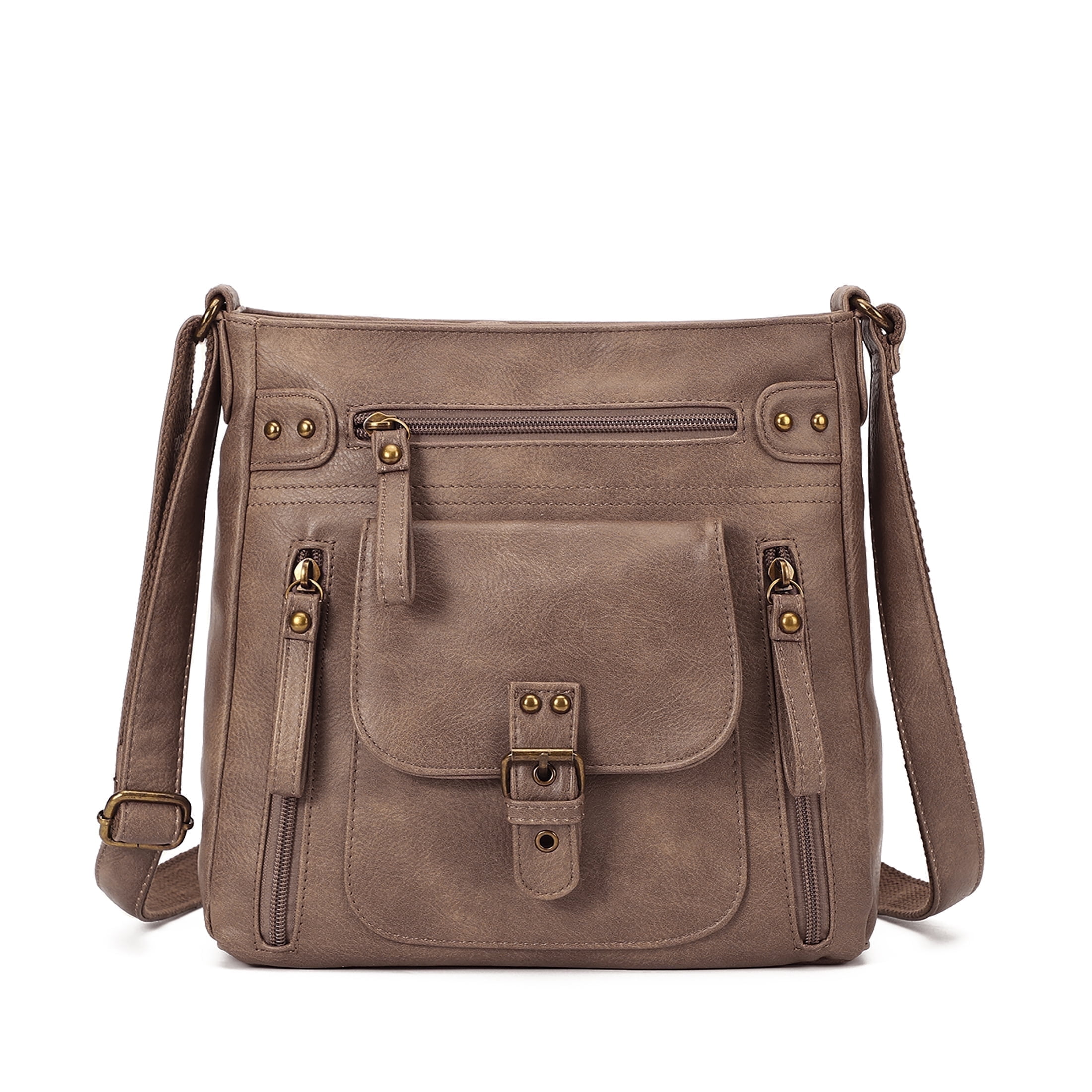 KL928 Medium Crossbody Purses for Women, Brown Leather Handbag ...