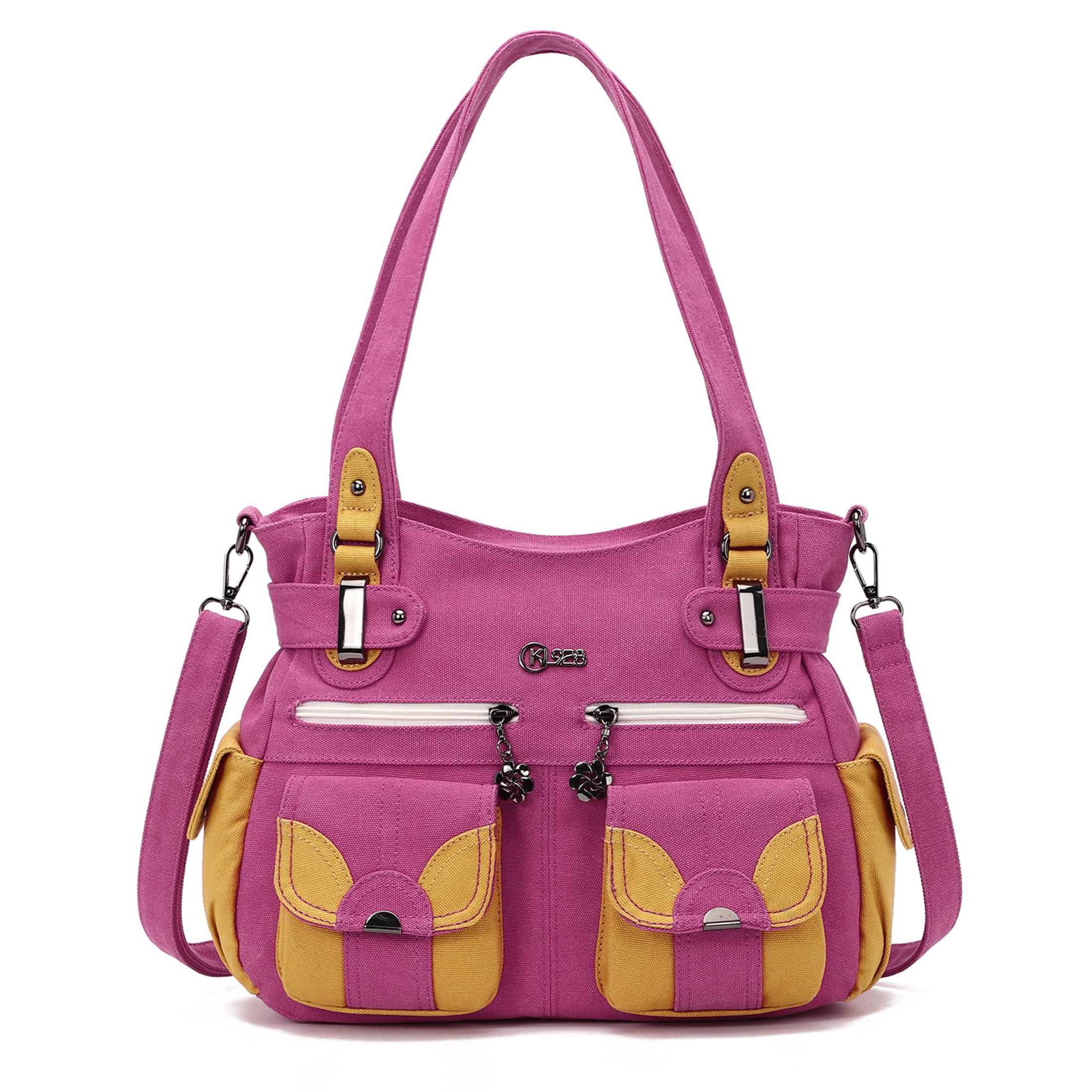 KL928 Women Large Purses and Handbags Shoulder Bag Multi-Pocket Canvas ...