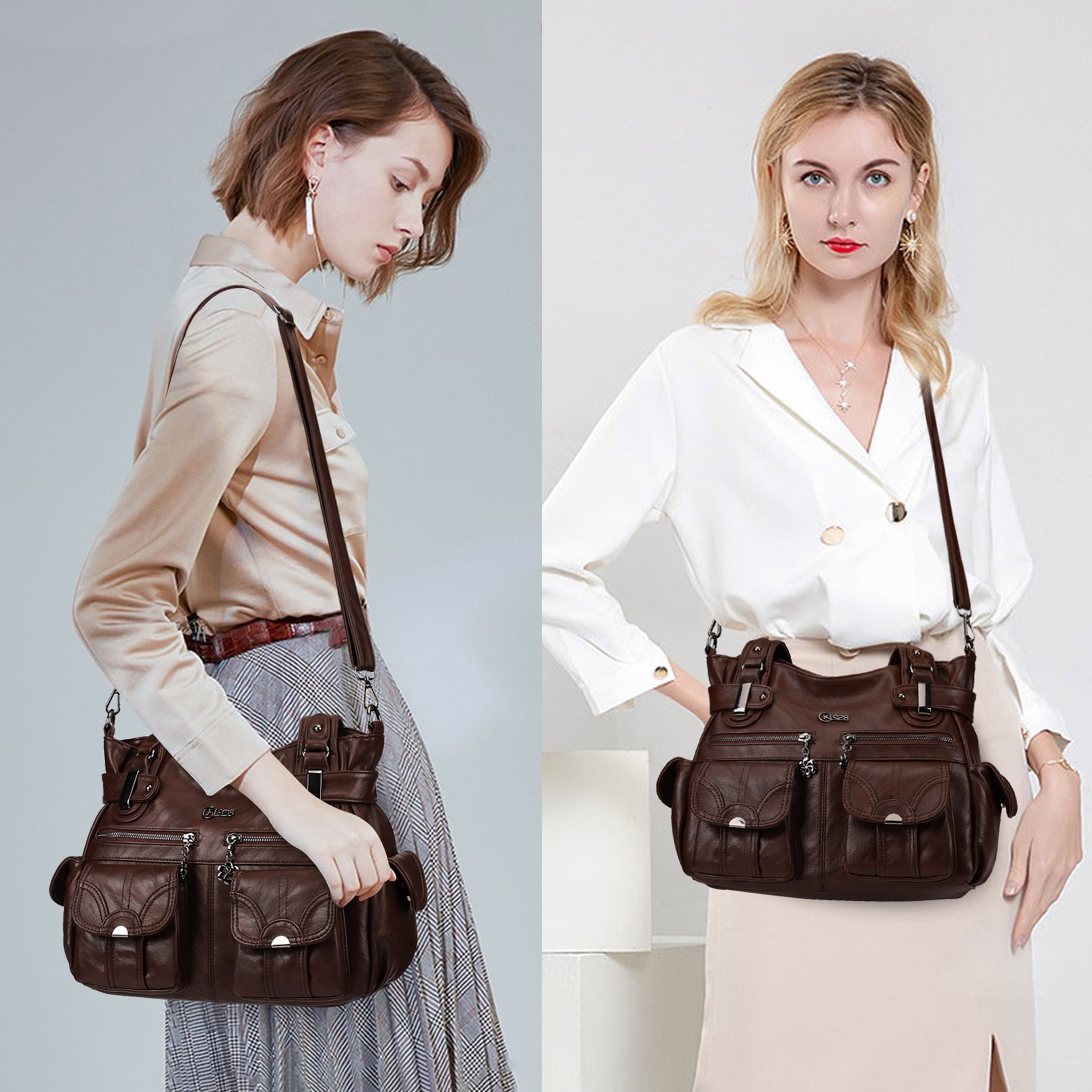 KL928 Women Large Purses and Handbags Shoulder Bag PU Leather Multi ...