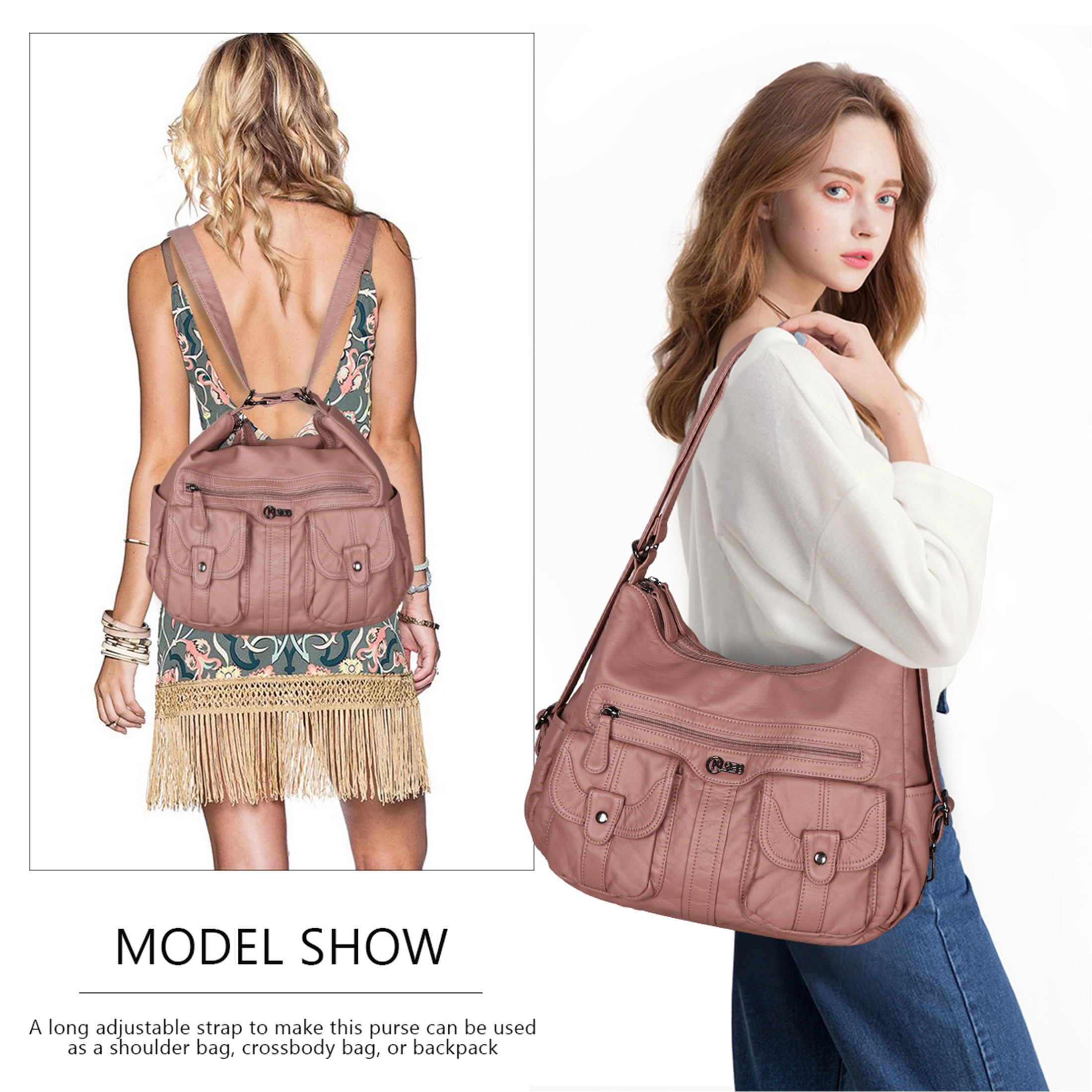 KL928 Women's Soft Genuine Leather Crossbody Purse, Large Multi-Pocket ...