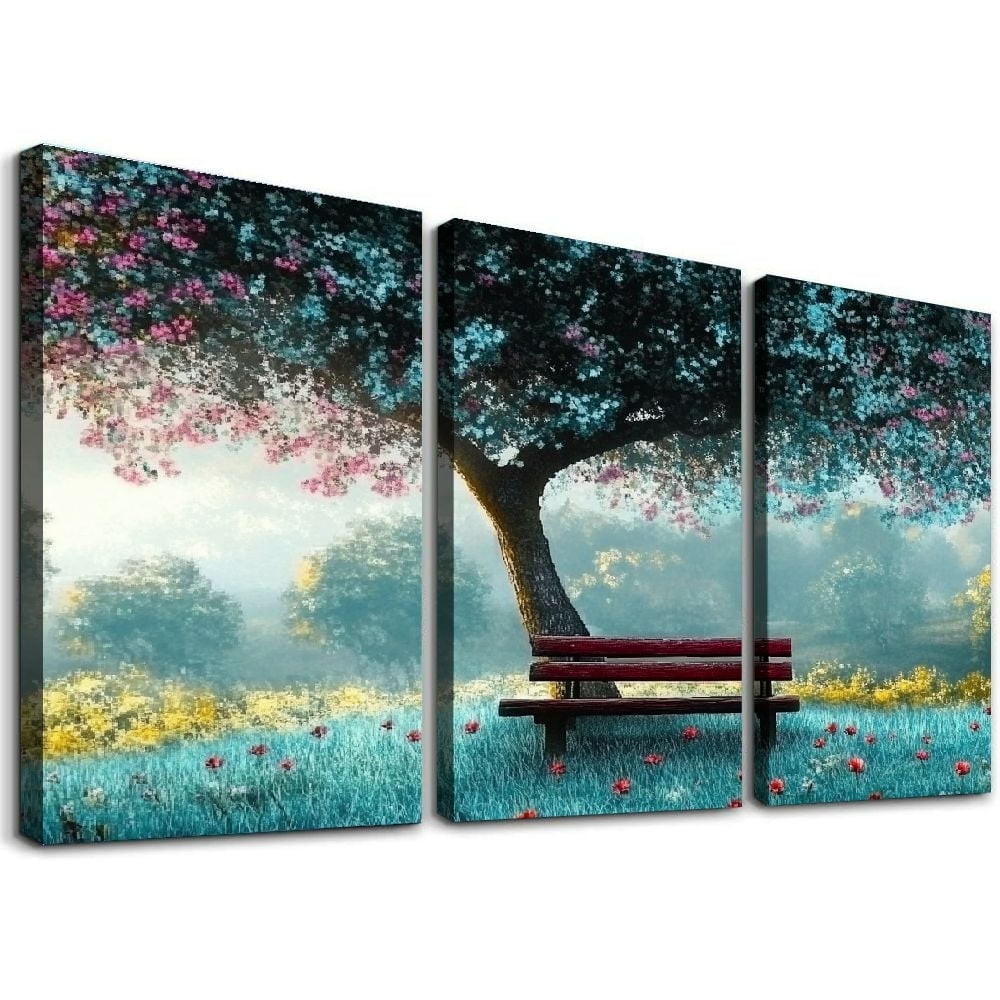 KLAKLA Extra Large Tree Wall Art - Teal Blue Nature Tree of Life ...