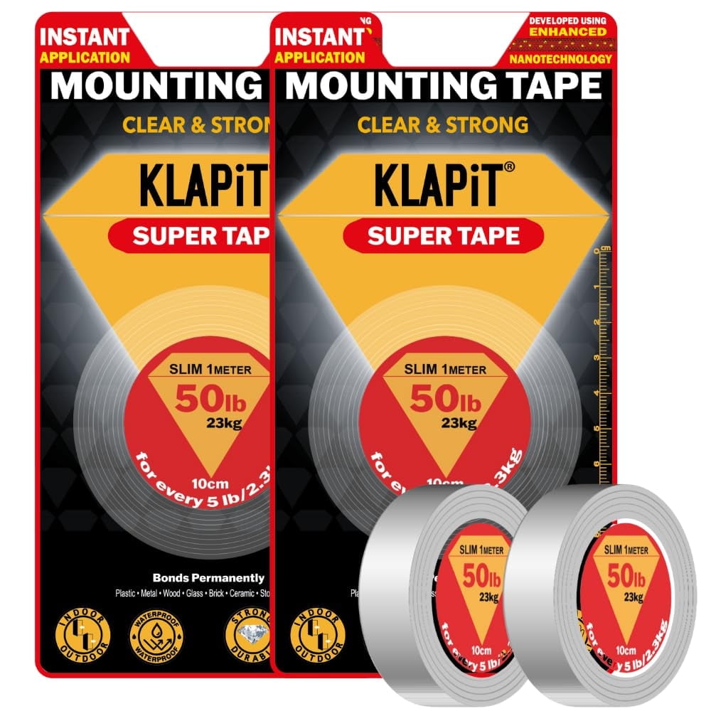 KLAPiT Super Tape - Clear Double Sided Heavy Duty Enhanced Nano ...