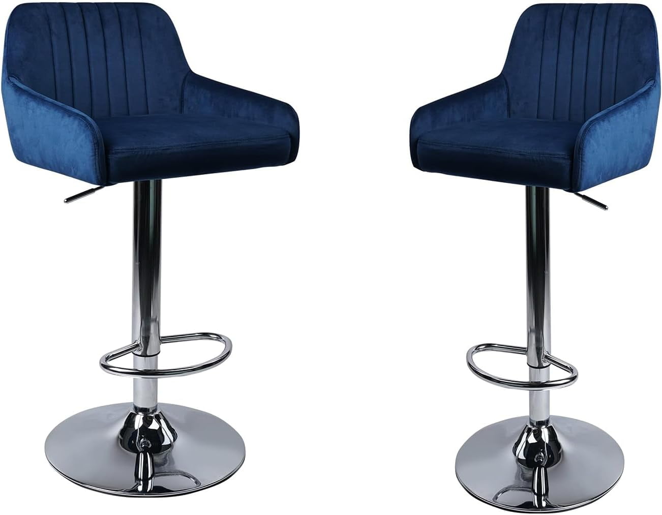 Bar Stools Set of 2 Velvet Modern Adjustable Height Kitchen Counter ...
