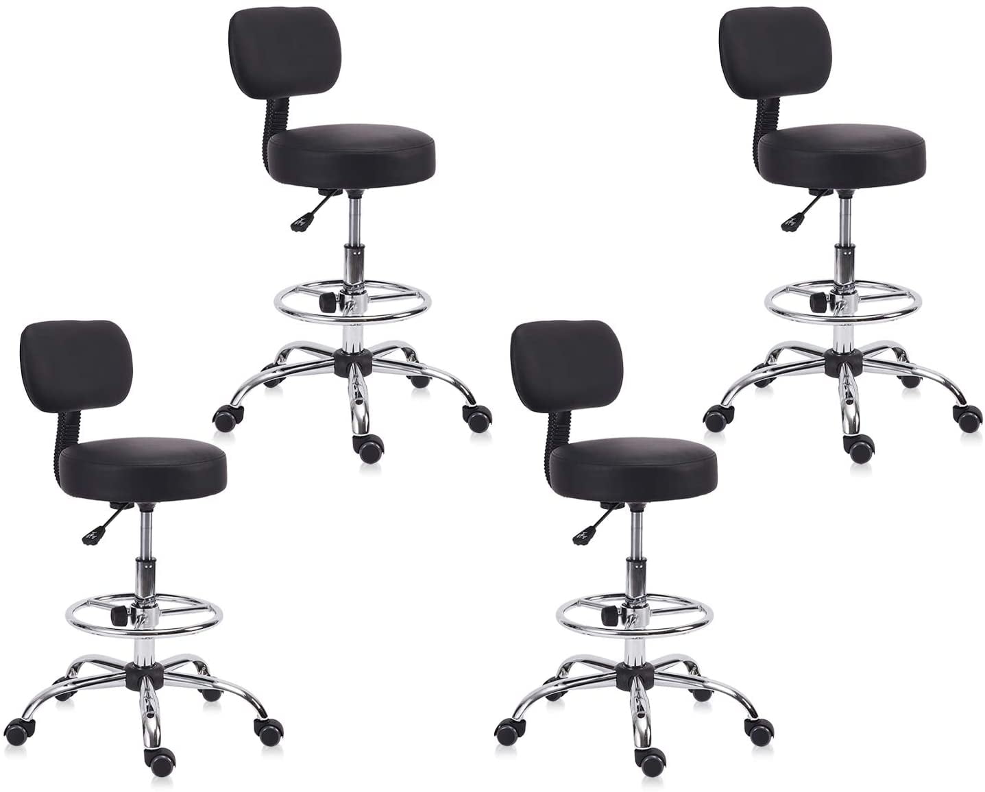 KLASIKA Drafting Rolling Stool Chair 28 inch Adjustable Foot Ring for ...