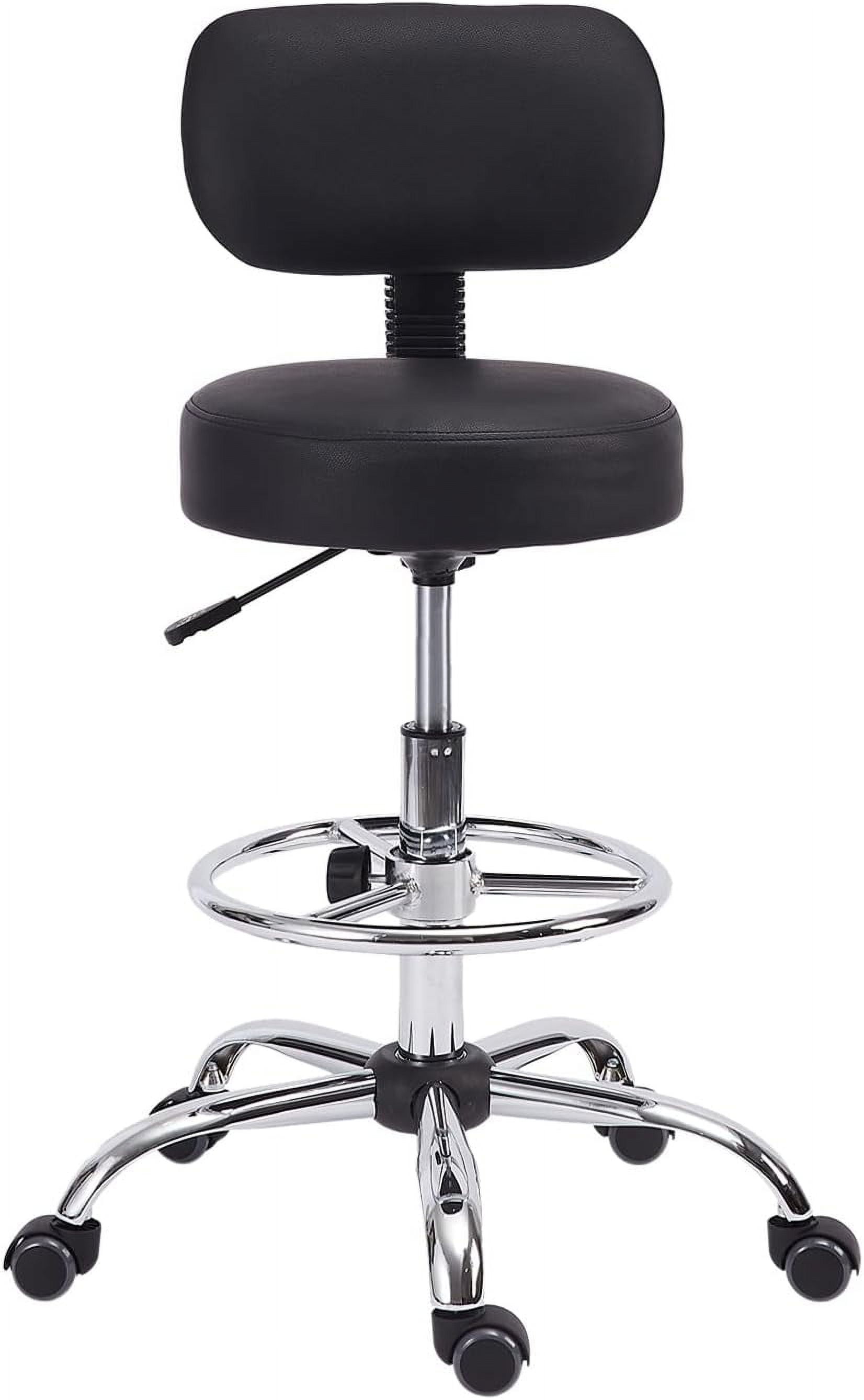 KLASIKA Swivel Stool Low Back Adjustable Height with Footrest Wheels ...