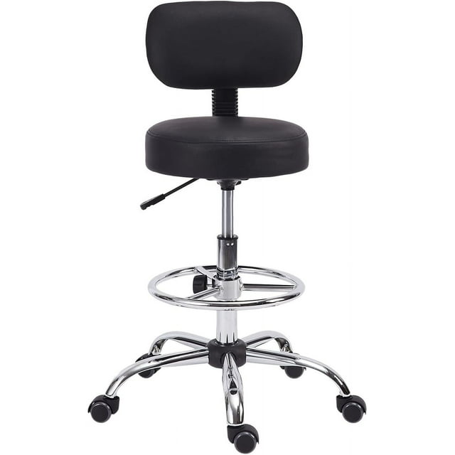 KLASIKA Swivel Stool Low Back Adjustable Height with Footrest Wheels, Armelss Drafting Chair for ...