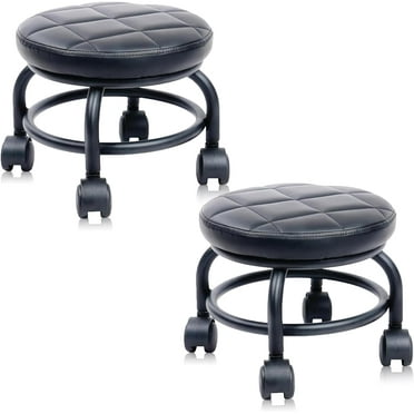 Low Rolling Stool with 360° Wheels, Roller Seat Stool Chair with PU ...