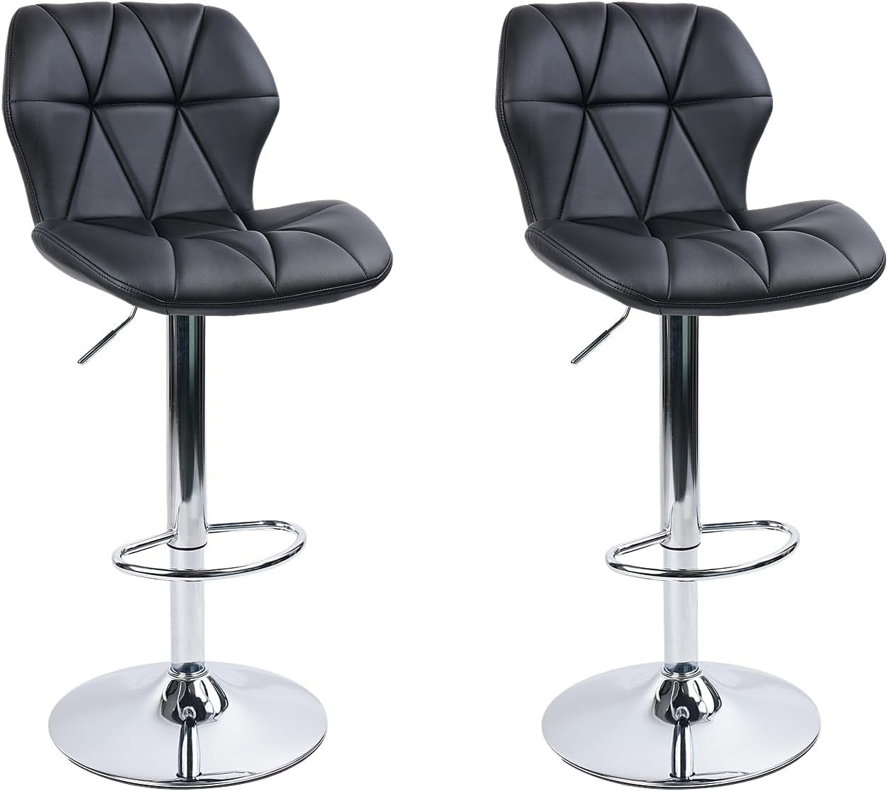 KLASIKA PU Leather Upholstered Bar Stools Set of 2 Swivel 360 ...
