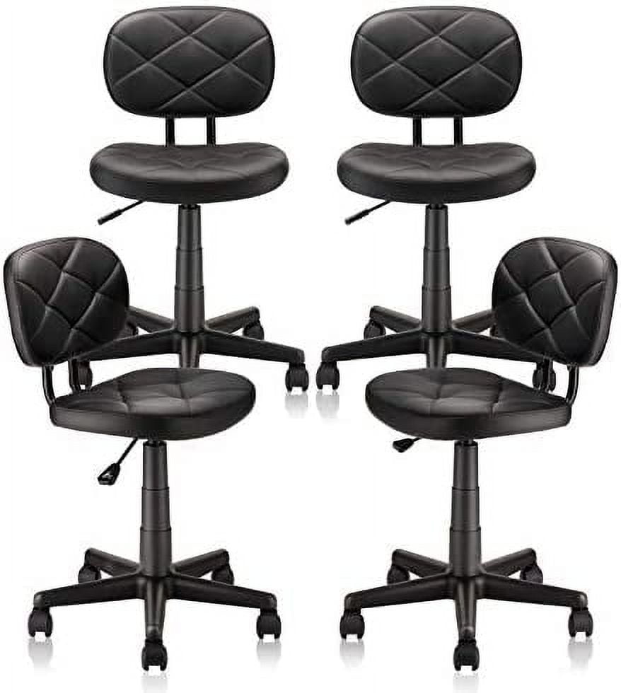 KLASIKA Adjustable Round Stool, PU Leather Backrest, Swivel Chair for ...