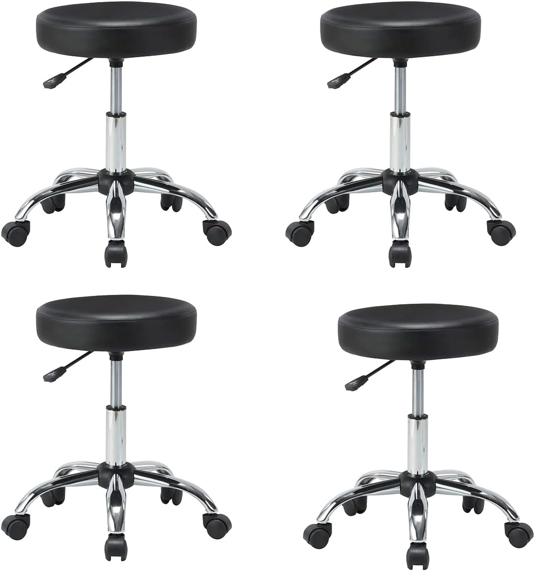 Klasika Swivel Rolling Backless Salon Stools, Black (Set of 4 ...