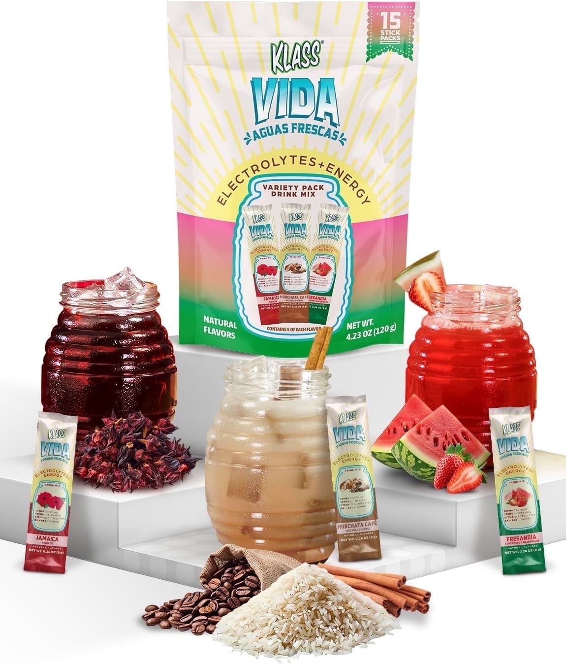 KLASS VIDA Hydration + Energy Electrolyte Drink Mix, Hibiscus Coffee ...