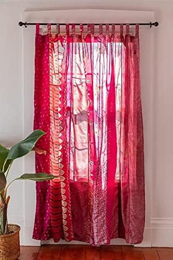 KLAVATE Indian Saree Silk Curtain Patchwork Saree Bohemian Ethnic Wall ...