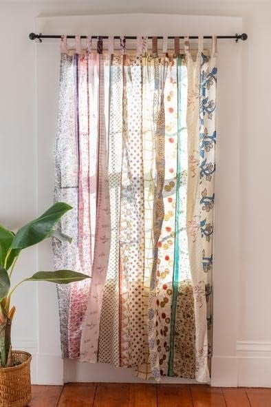 KLAVATE Indian Saree Silk Curtain Patchwork Saree Bohemian Ethnic Wall ...