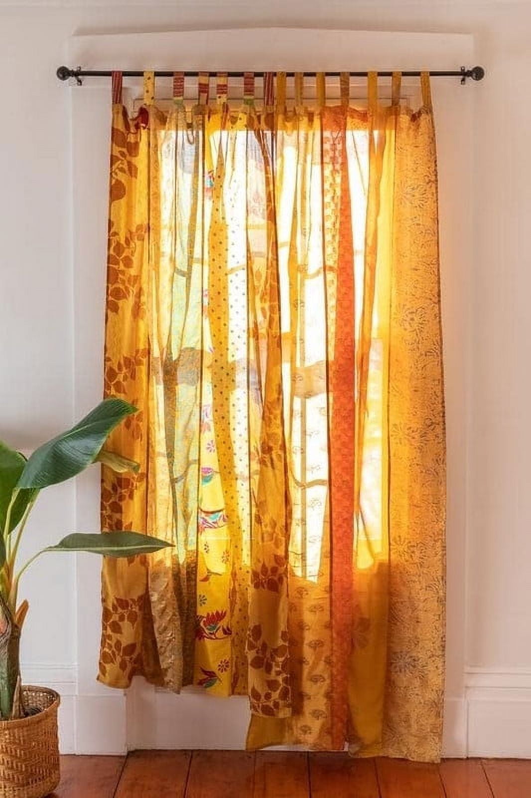 KLAVATE Indian Saree Silk Curtain Patchwork Saree Bohemian Ethnic Wall ...