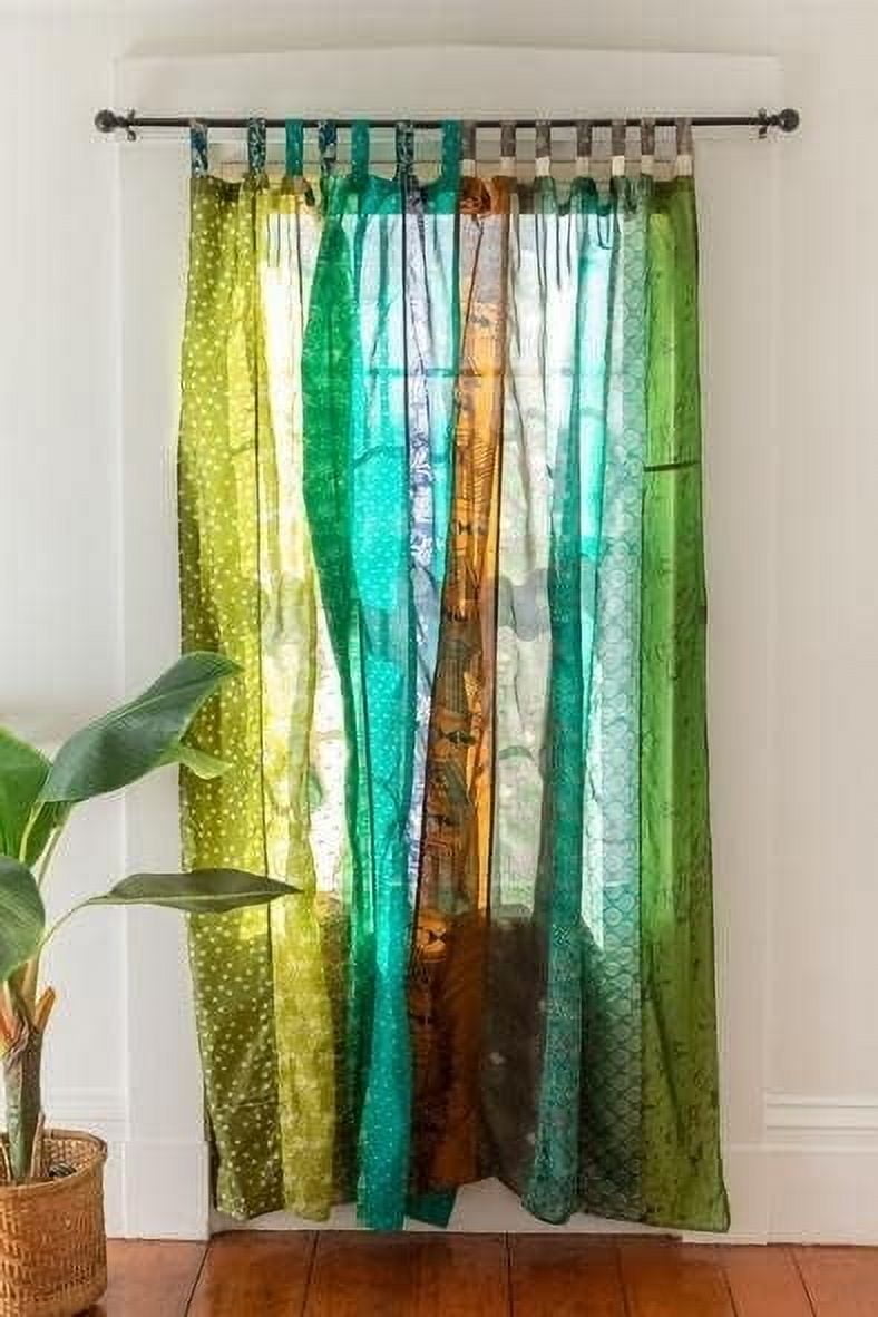 KLAVATE Indian Saree Silk Curtain Patchwork Saree Bohemian Ethnic Wall ...