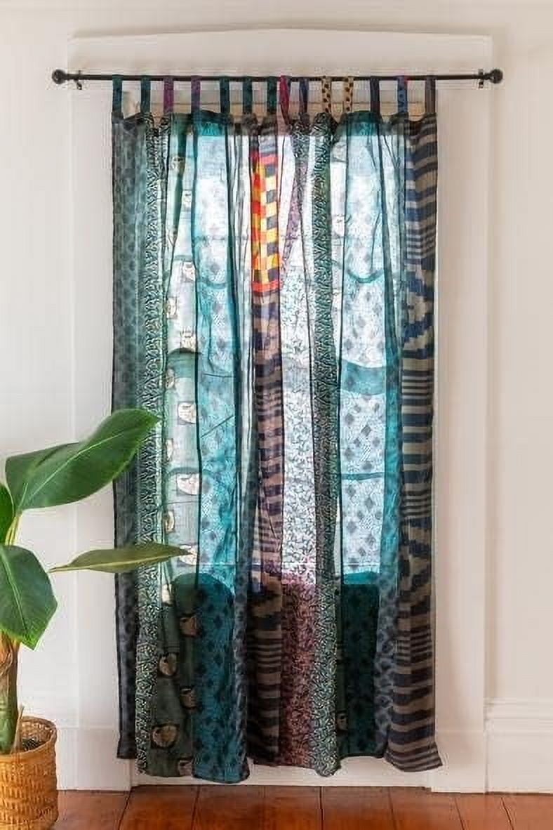 KLAVATE Indian Saree Silk Curtain Patchwork Saree Bohemian Ethnic Wall ...