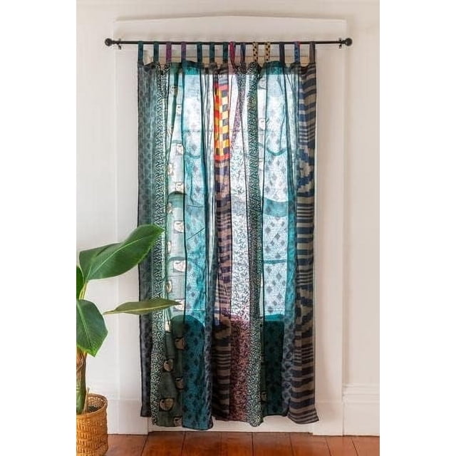 KLAVATE Indian Saree Silk Curtain Patchwork Saree Bohemian Ethnic Wall ...