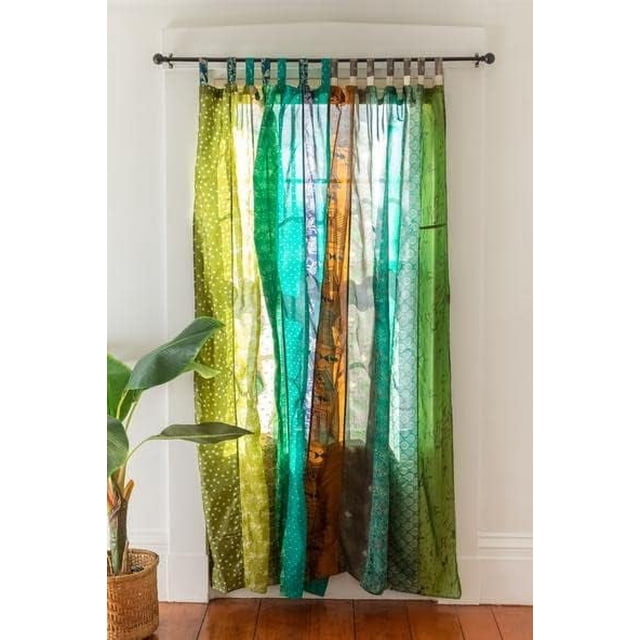 KLAVATE Indian Saree Silk Curtain Patchwork Saree Bohemian Ethnic Wall ...