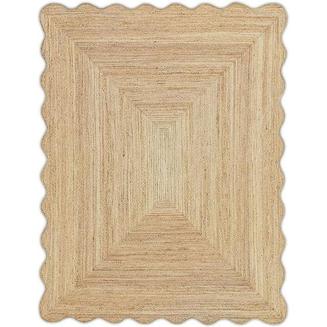 KLAVATE Natural Jute Wave Edge Hand Braided Scalloped Farmhouse ...
