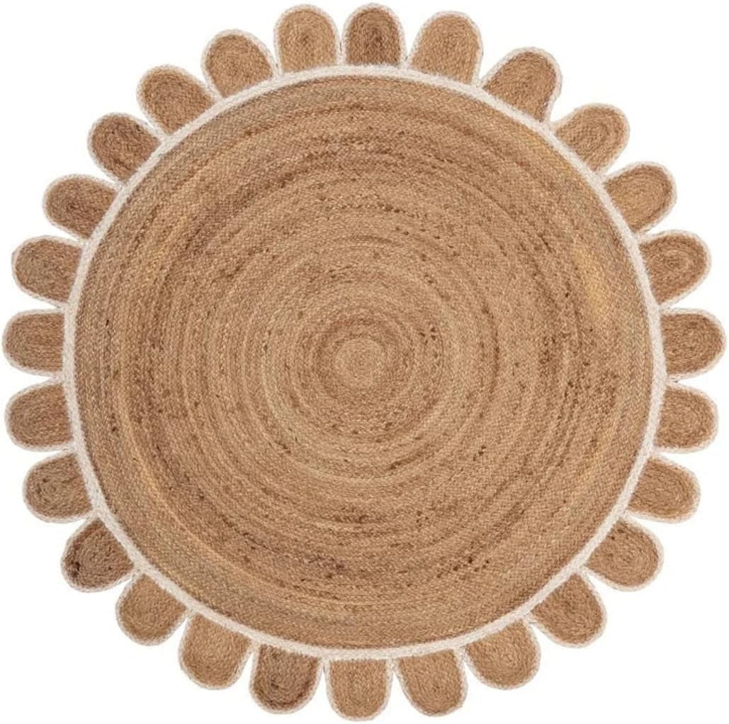 KLAVATE Scalloped Edge Rug Natural Jute Scallop Round Rug Designer ...