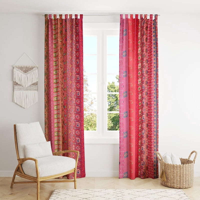 KLAVATE Silk Saree Curtains Indian Recycled Silk Blend Drapes Patchwork ...