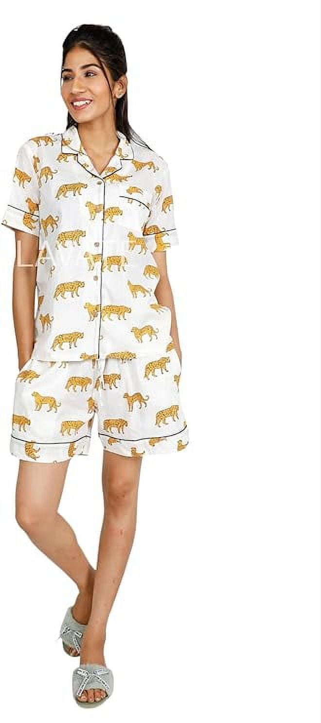 KLAVATE Summer Pajama Sets For Women Sleepwear Cotton Pj Set 2 Piece ...