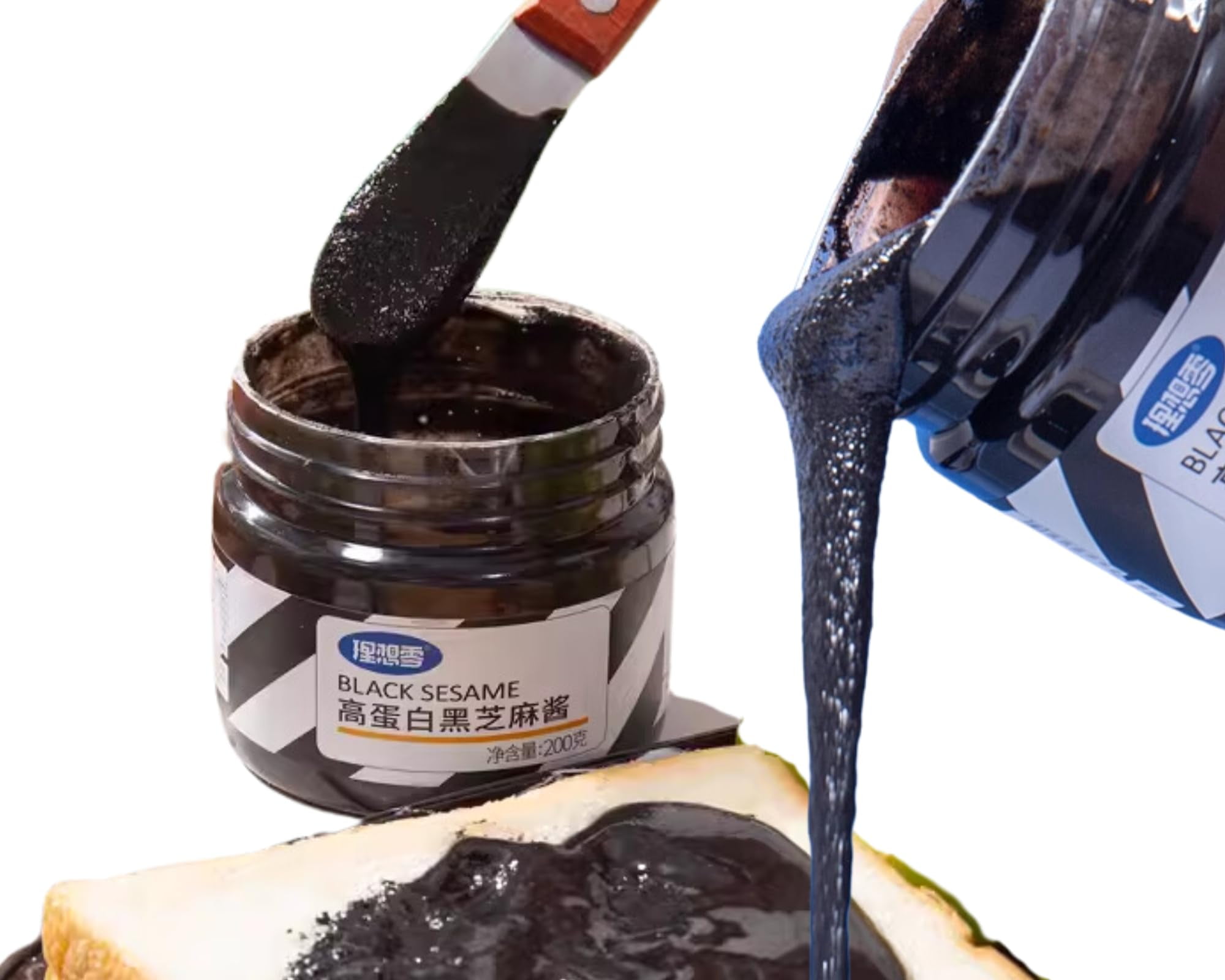 KLDSCP Black Sesame Paste Spread, Premium Ground Black Sesame Jam (7.05 ...