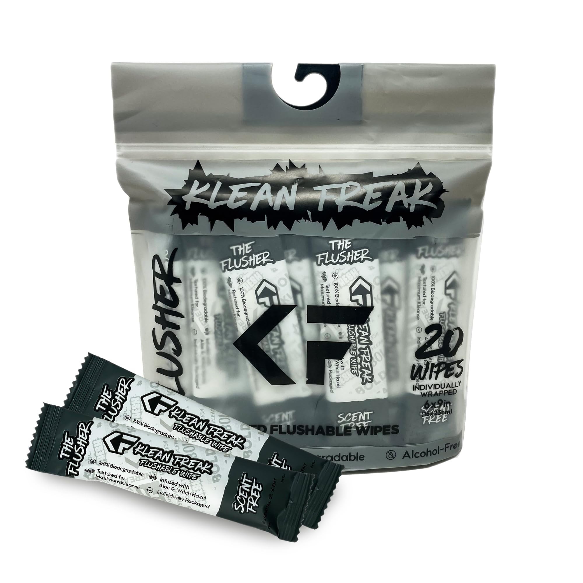 THE KLEAN FREAK FLUSHER - Flushable Wipes For Adults & Kids Unscented ...