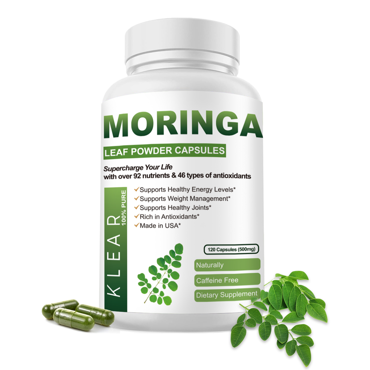 Organic Moringa 180 Capsules 1000mg - Immune System and Energy Booster ...