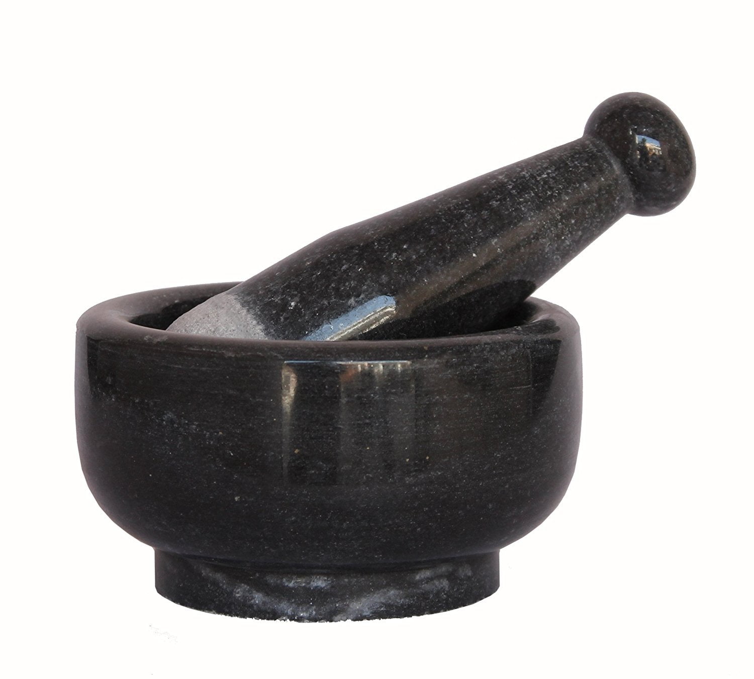 KLEO 5 Wide Black Natural Stone Mortar and Pestle Set as Spice Medicine ...