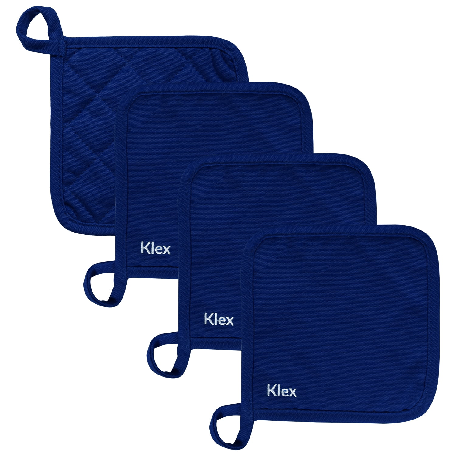 KLEX Heat Resistant Durable Blue Cotton Potholders, Square Pot Holders ...