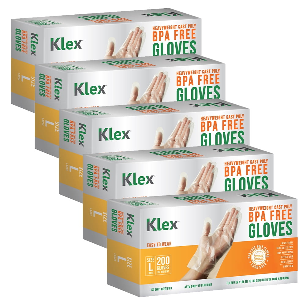 KLEX Heavyweight Cast Poly CPE Disposable Gloves Food Grade, BPA Free ...
