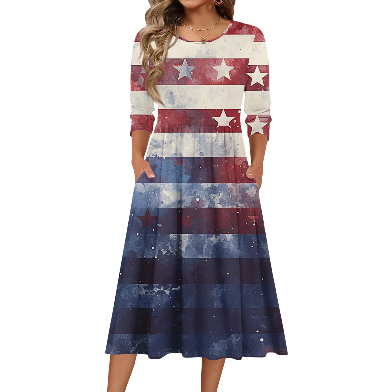 KLHDSF American 250th Anniversary Summer Dresses For Women 2026 Round ...