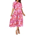 KLHDSF Summer Dresses For Women 2026 Collared Short Sleeve A-Line Foral ...