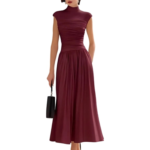 KLHDSF Summer Dresses For Women 2026 Mock Neck Sleeveless High Waist ...
