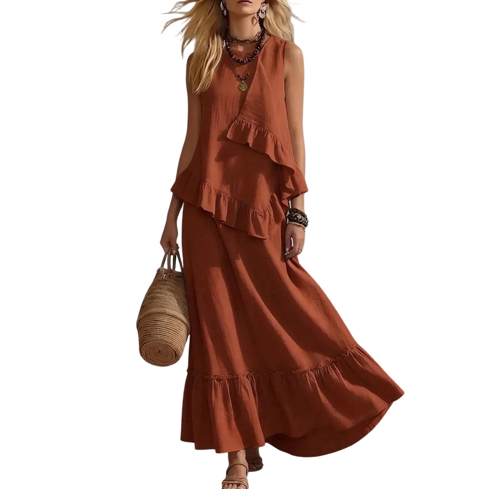 KLHDSF Summer Dresses For Women 2026 Round Neck Sleeveless A-Line ...