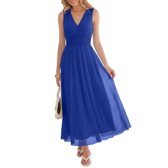 KLHDSF Summer Dresses For Women 2026 Sleeveless V-Neck Chiffon High ...