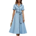 KLHDSF Summer Dresses For Women 2026 V-Neck Short Sleeve High Waist ...