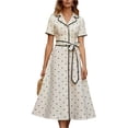 KLHDSF Summer Dresses For Women 2026 V-Neck Short Sleeve High Waist ...