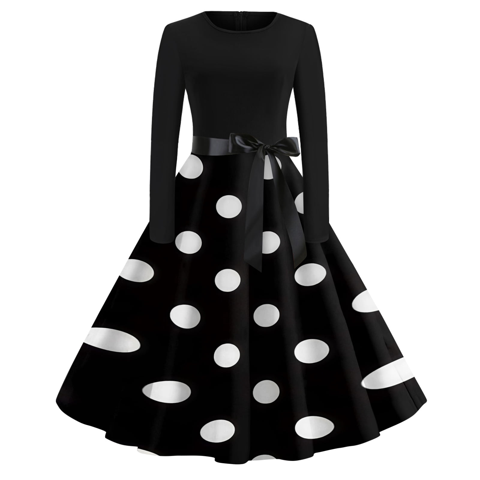 KLHDSF Summer Dresses For Women 2026 Vintage Round Neck Long Sleeve ...