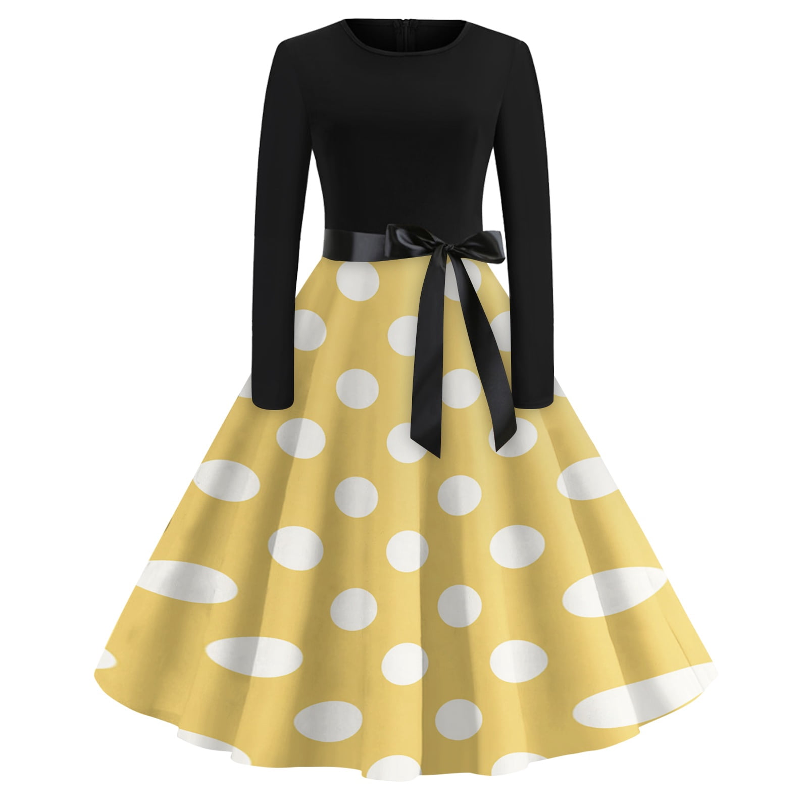 KLHDSF Summer Dresses For Women 2026 Vintage Round Neck Long Sleeve ...