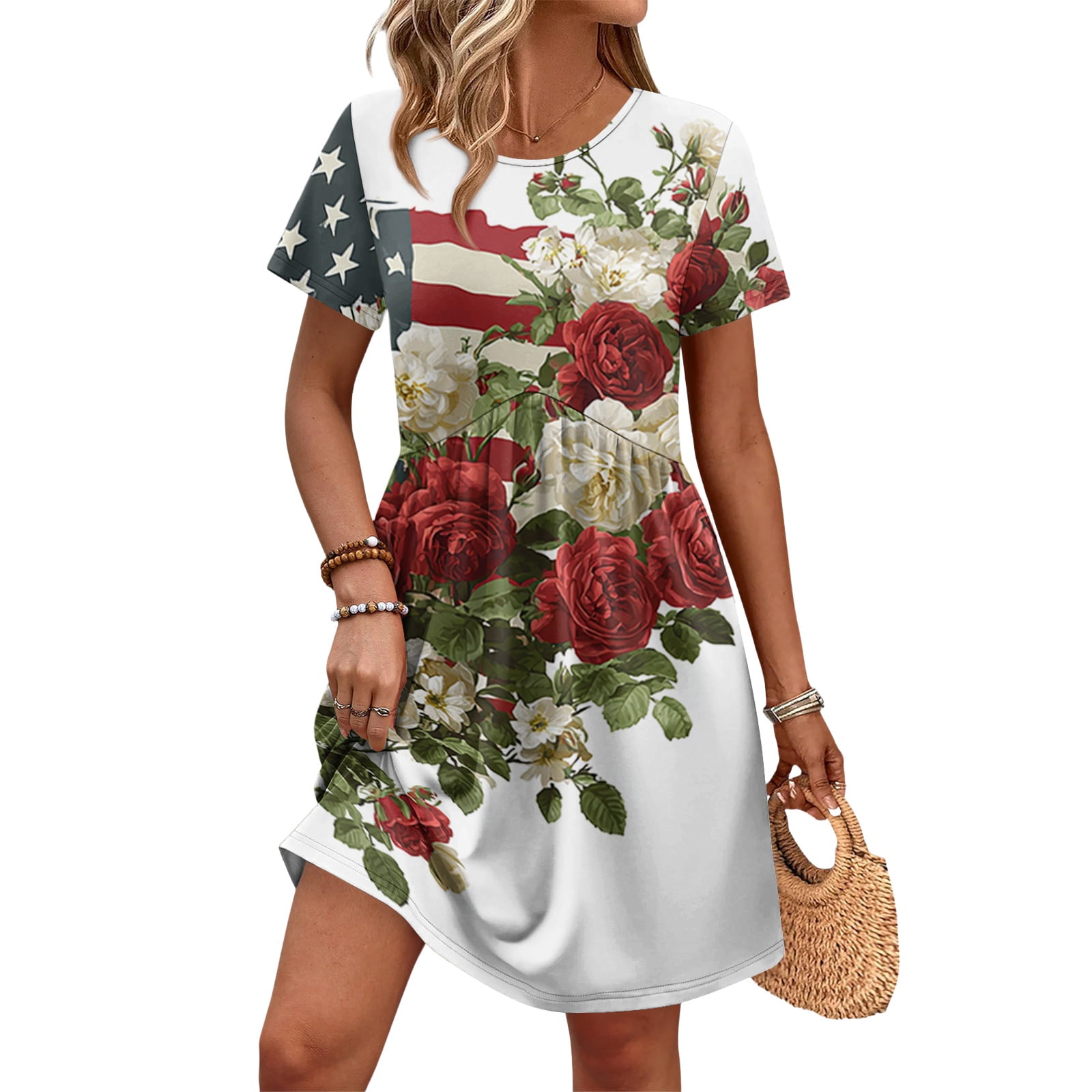 KLHDSF Summer Dresses For Women American 250th Anniversary Round Neck ...